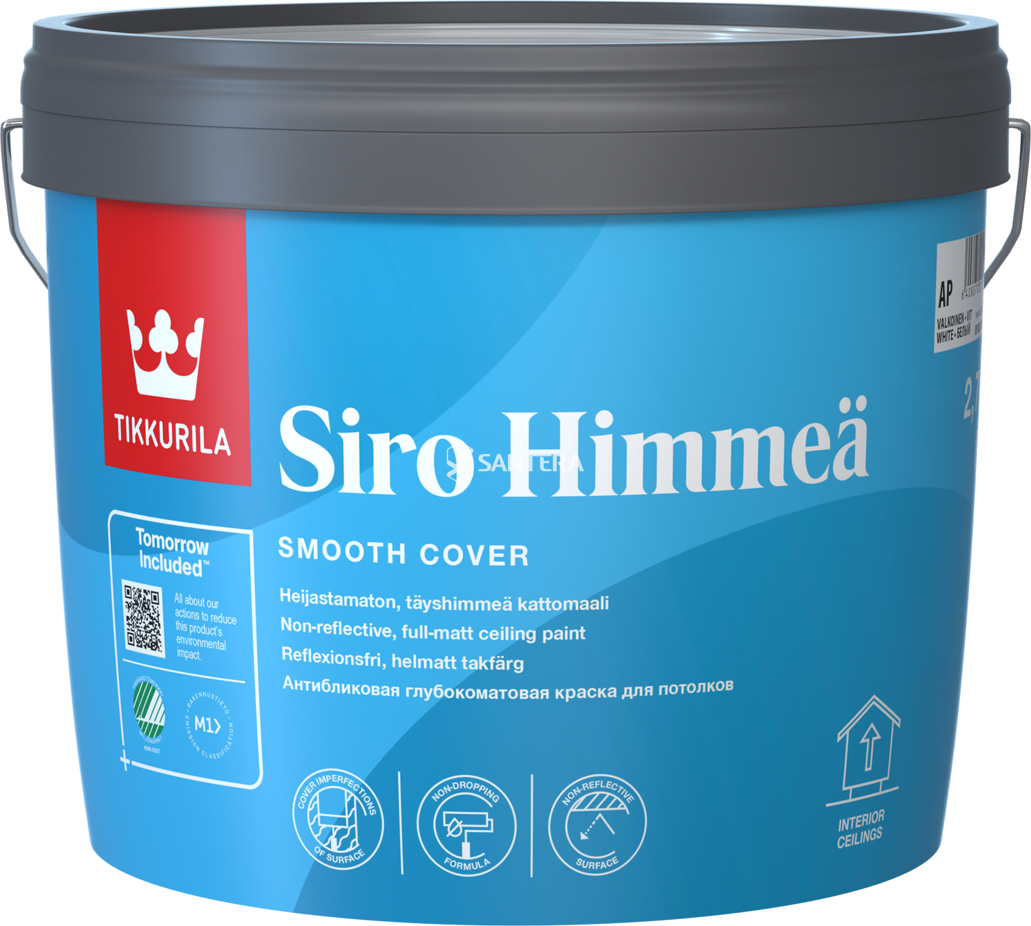Dažai TIKKURILA Siro Himmea, AP bazė, balti, visiškai matiniai, 2.7 l